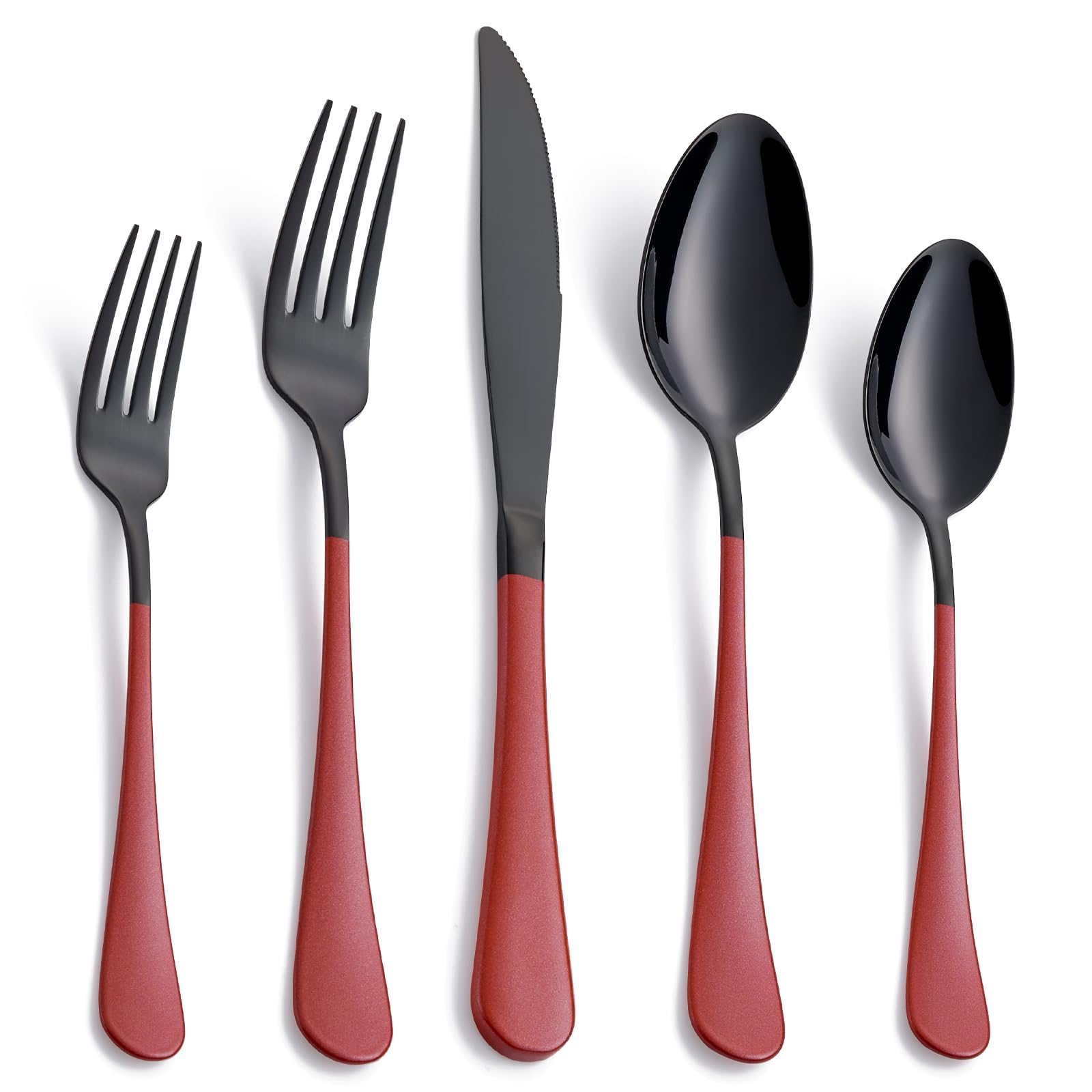 Onlycooker 20-Piece Red Silverware Set 18/0 Stainless Steel Black ...
