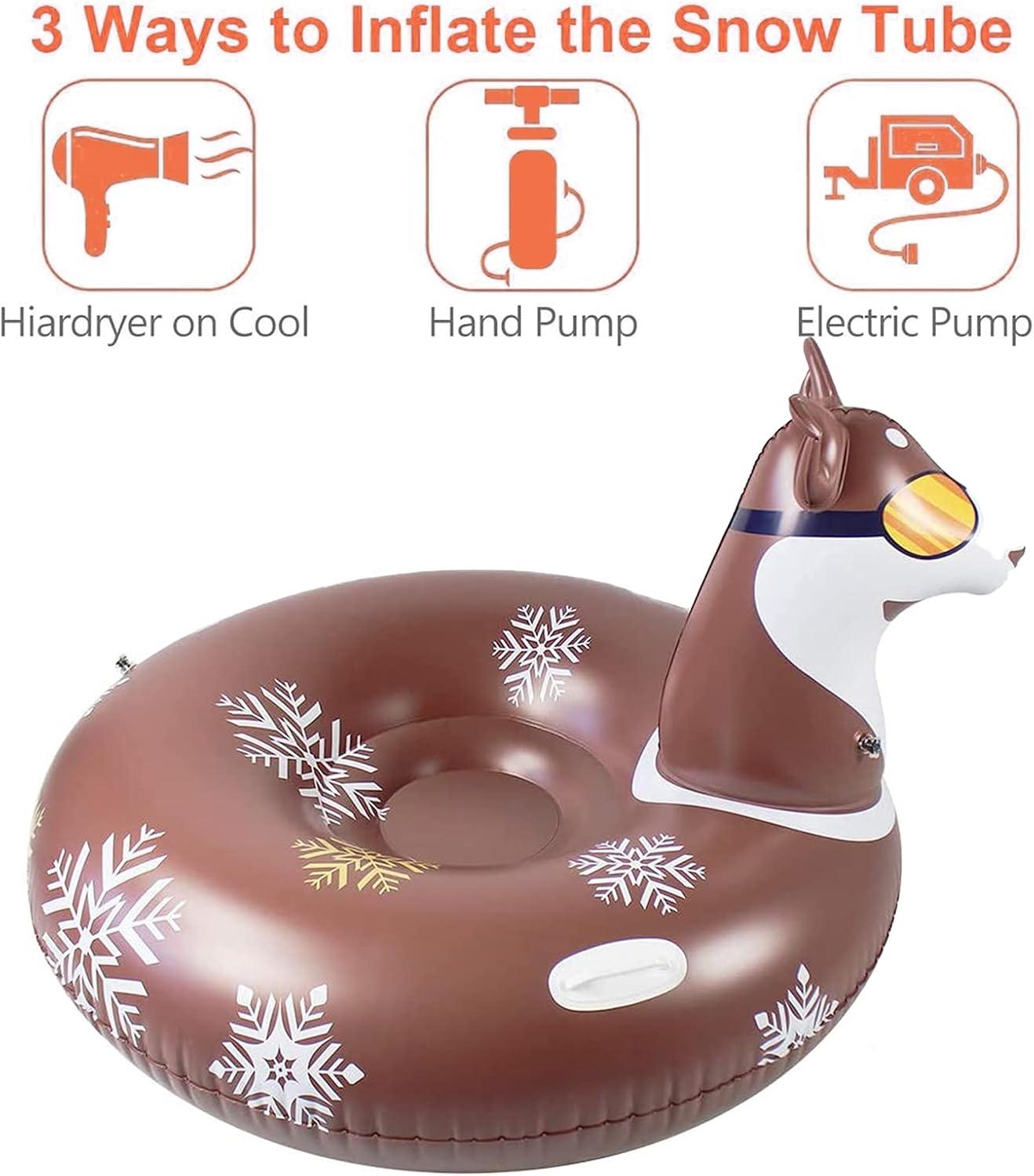 Gogokids Inflatable Snow Tube – Heavy Duty Snow Sled with Handles for ...