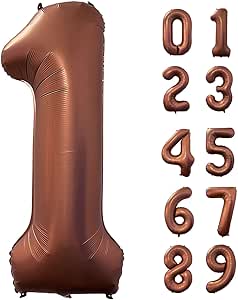 Amazon.com: 40 Inch Coffee Brown Number 1 Balloon Large Size Jumbo ...