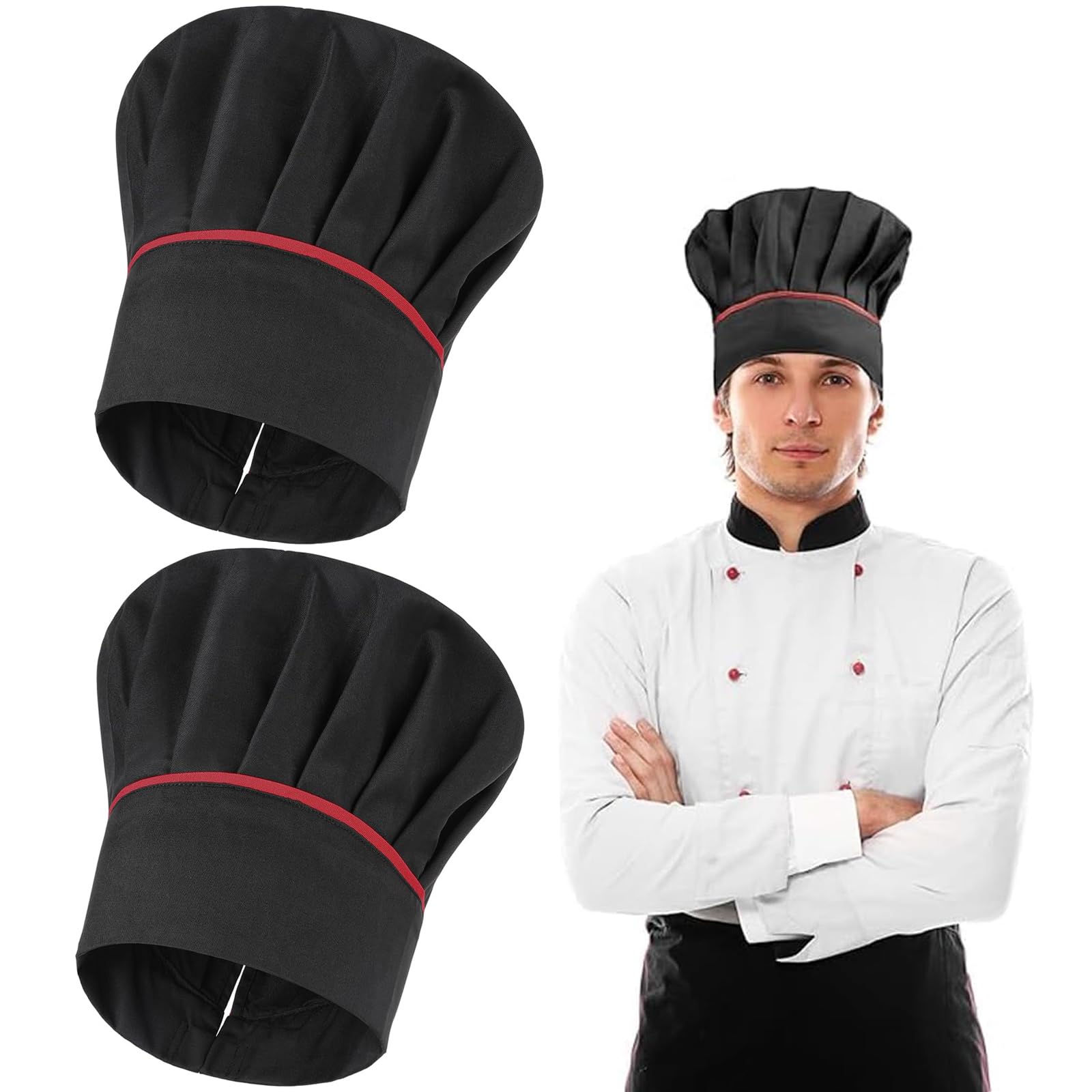 FYKZQWDS 2 PCS Chef Hats for Men, Chef Hat, Adjustable Elastic Kitchen ...