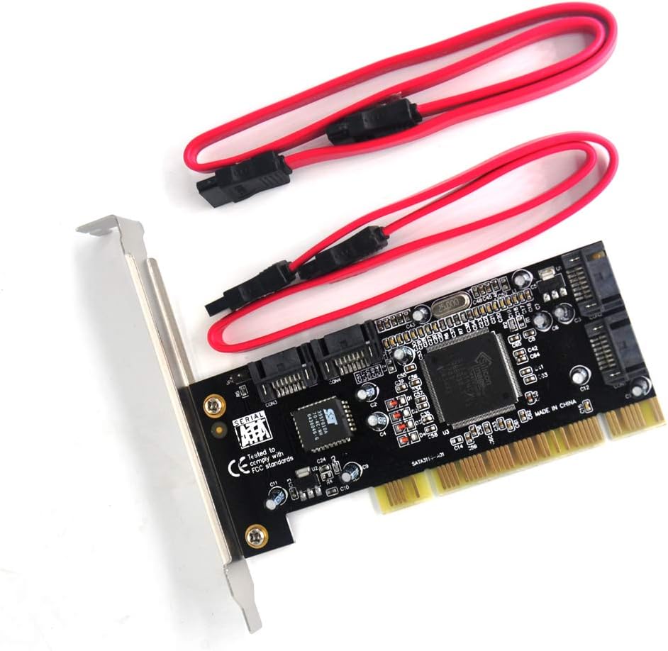 Padarsey 4 Ports PCI SATA Raid Controller Internal Expansion Card with ...