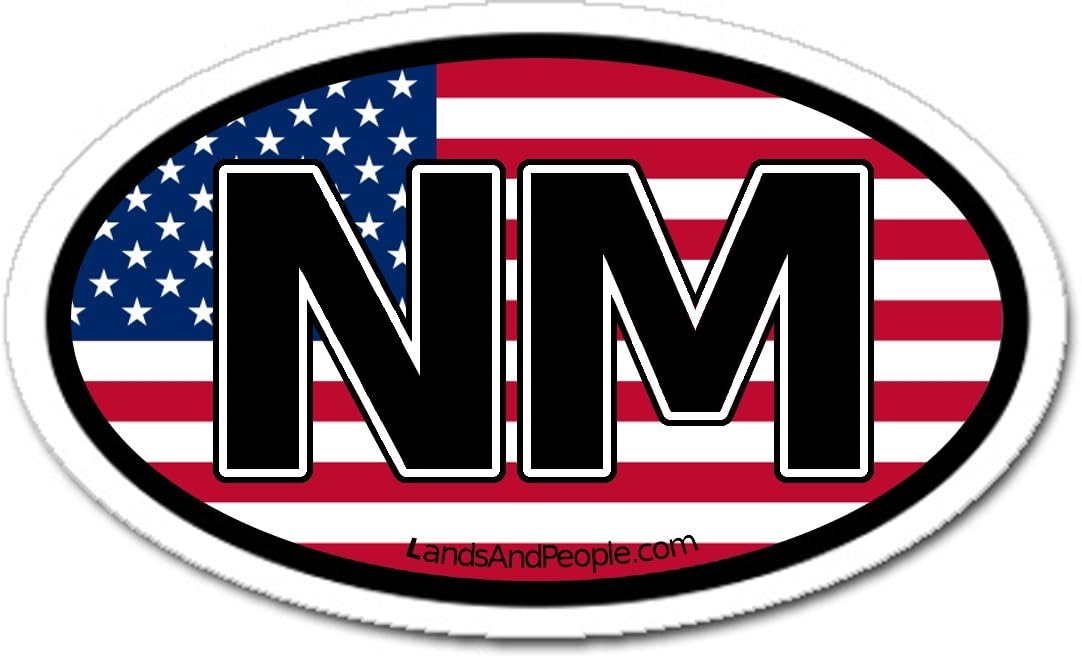 Amazon.com: New Mexico NM and US Flag Car Bumper Sticker Decal Oval ...