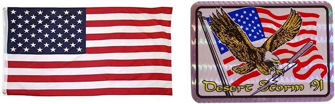 Amazon.com : New Combo Set Desert Storm '91 USA 3x5 3’x5’ Flag and 3"x4 ...