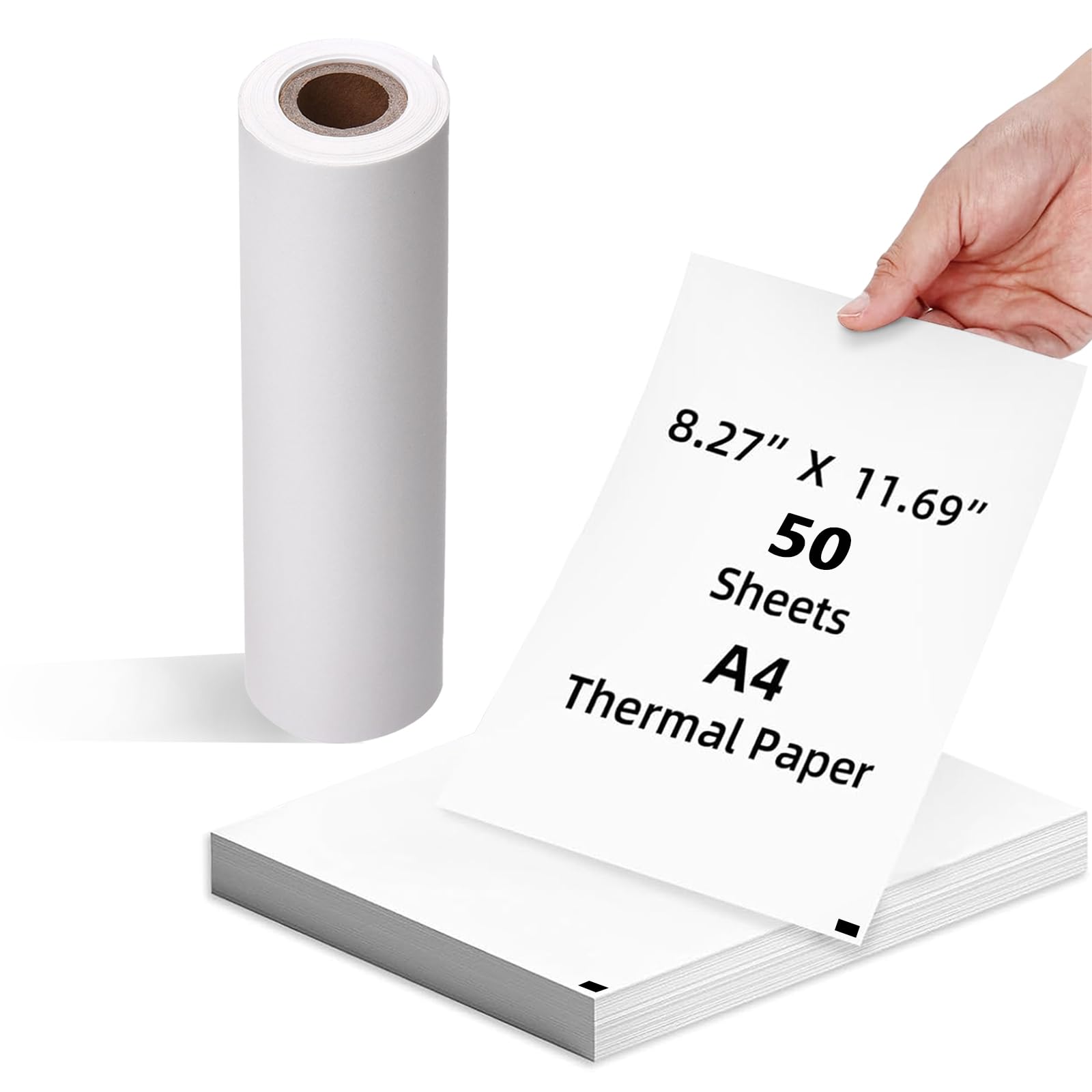 Papel Térmico A4, 1 Rollo Papel Termico Impresora A4 de 50 Hojas, Con ...