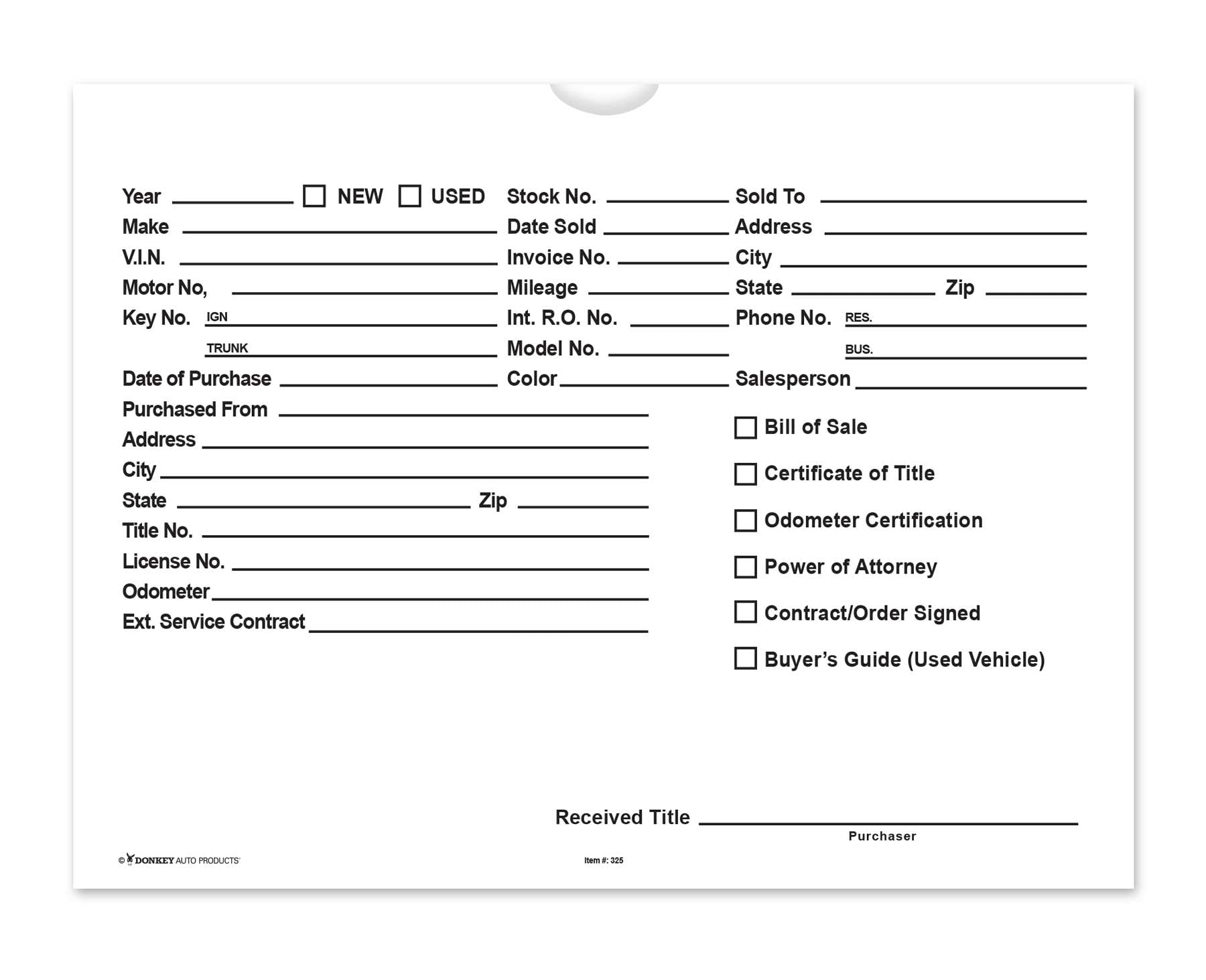 Amazon.com : Printed Vehicle Deal Envelopes 9x12 Deal Jackets (100 ...