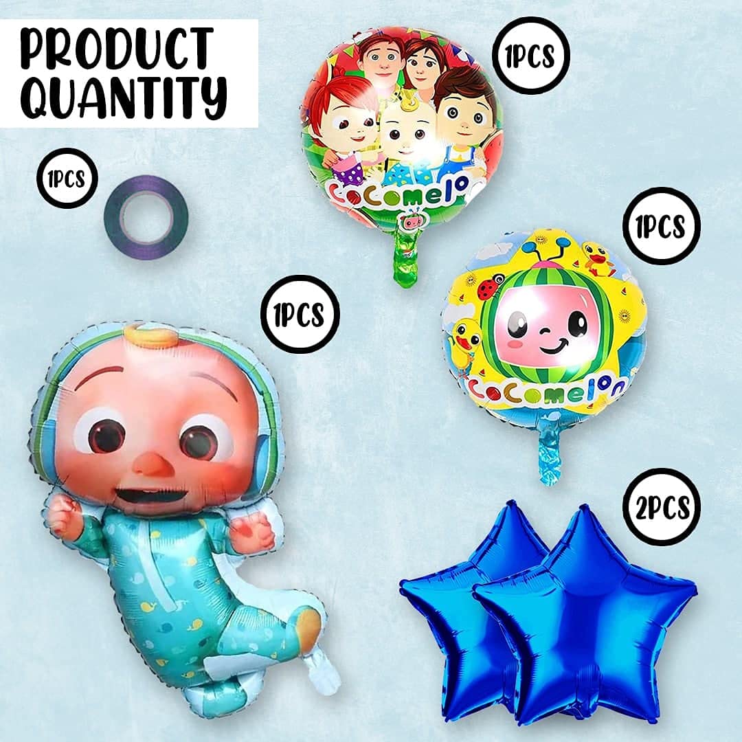 Buy 5PCS Cocomelon Balloons Foil 18" and 29" with Blue Ribbon Cocomelon ...