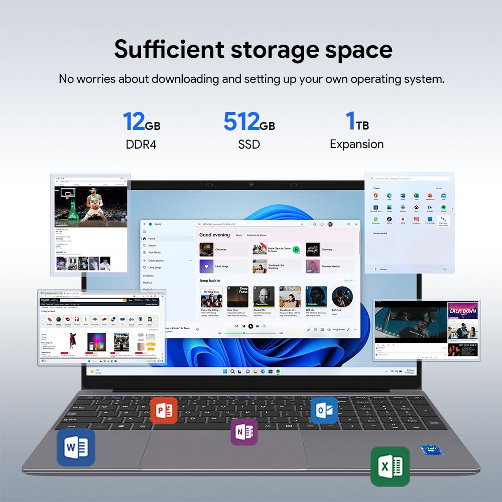 Snapklik.com : ApoloSign 12GB RAM, 512GB SSD Laptop, Expandable 1TB