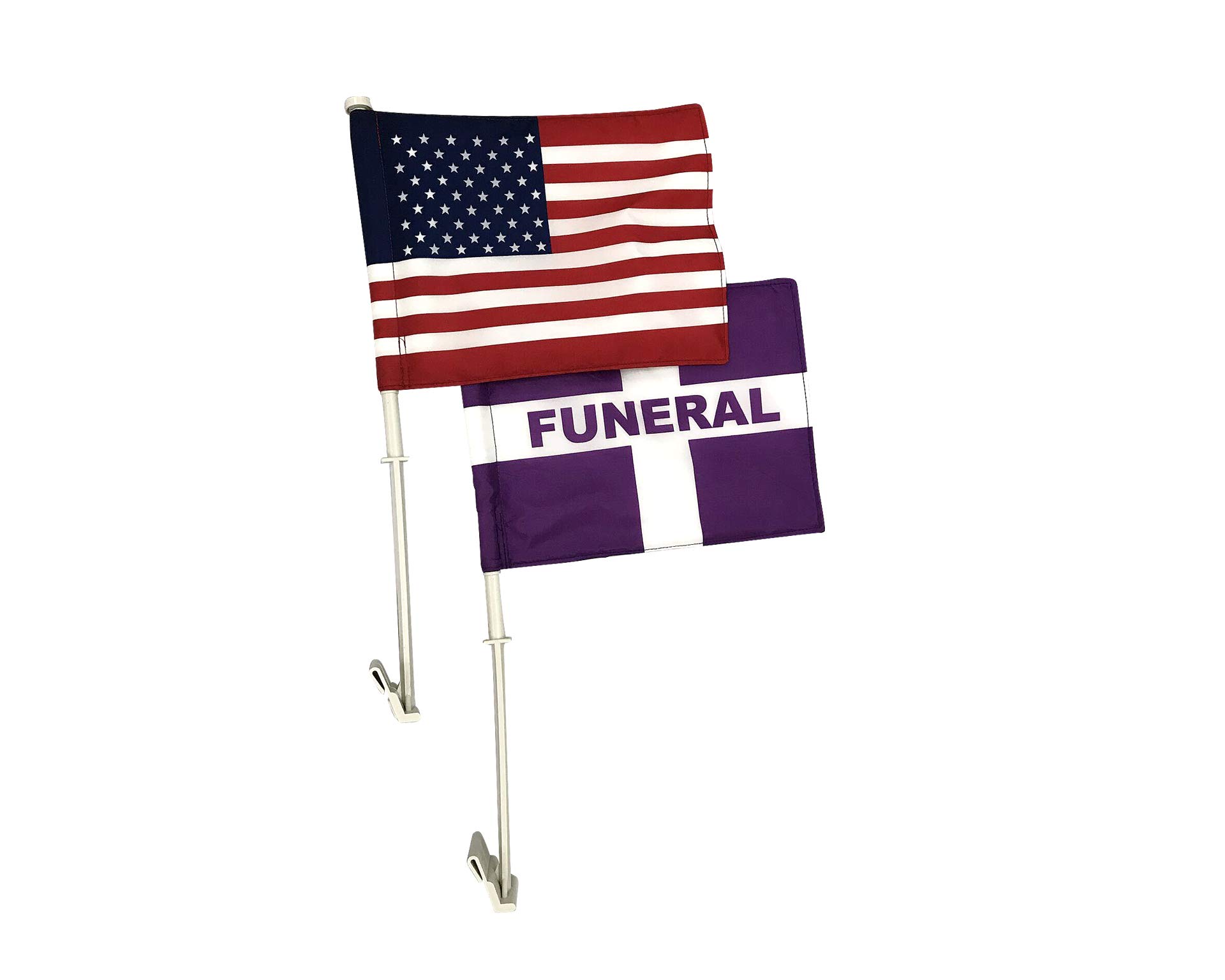 Amazon.com : Set of 1 Funeral & 1 U.S. 8x12" Car Window Flags - Clips ...