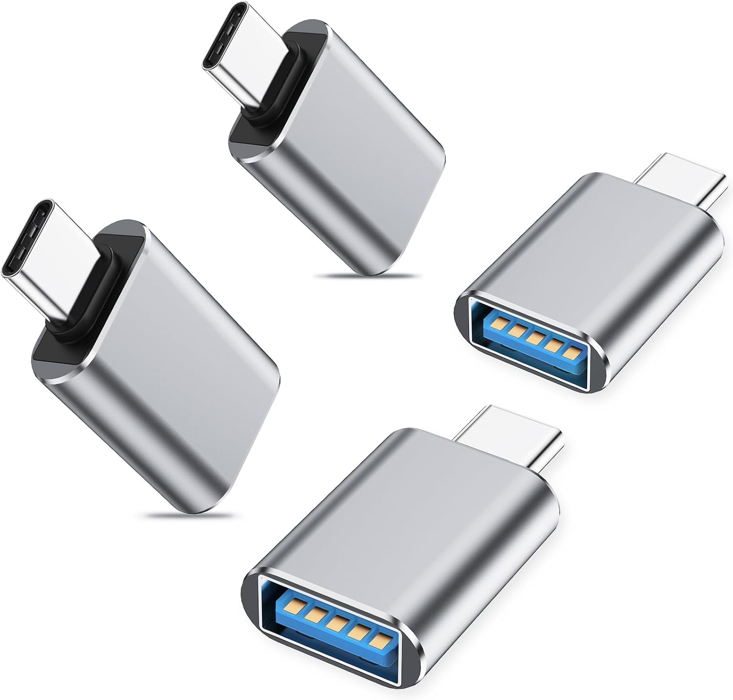 USB C to USB Adapter 4 Pack, USBC Male to USB A Female 3.0 OTG Adapter ...
