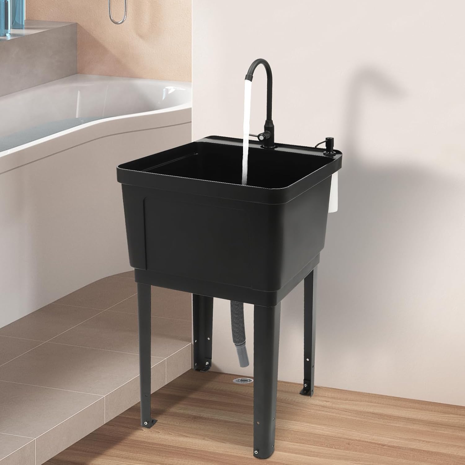 Amazon.com: Space Saver Utility Sink with Rotatable Faucet and Soap ...