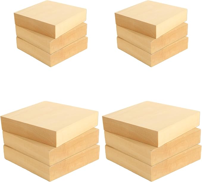 Amazon.com: MUXHEL 6 Pcs 4" x 4" & 6" x 6" Unfinished Wood Blocks for ...