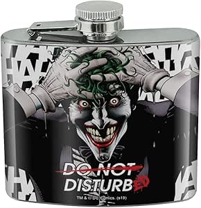 Amazon.com | Batman Disturbed Joker Stainless Steel 5oz Hip Drink ...