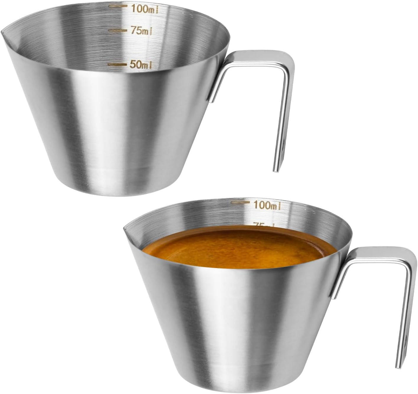 2 Pack Espresso measuring cup with handle,Silver Espresso Measuring Cup ...