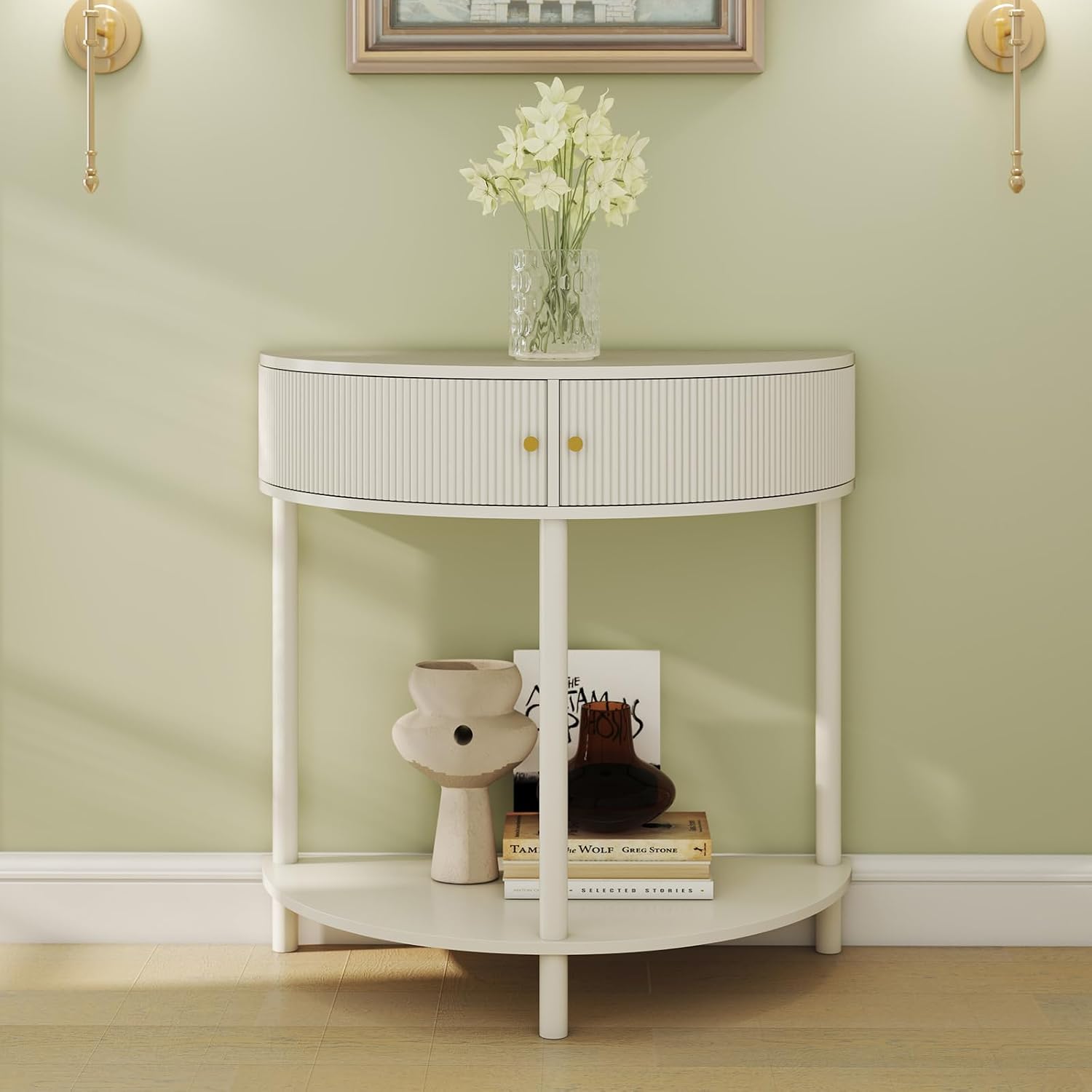 Amazon.com: QueZeiah Fluted Half Moon Console Table,Modern Small ...
