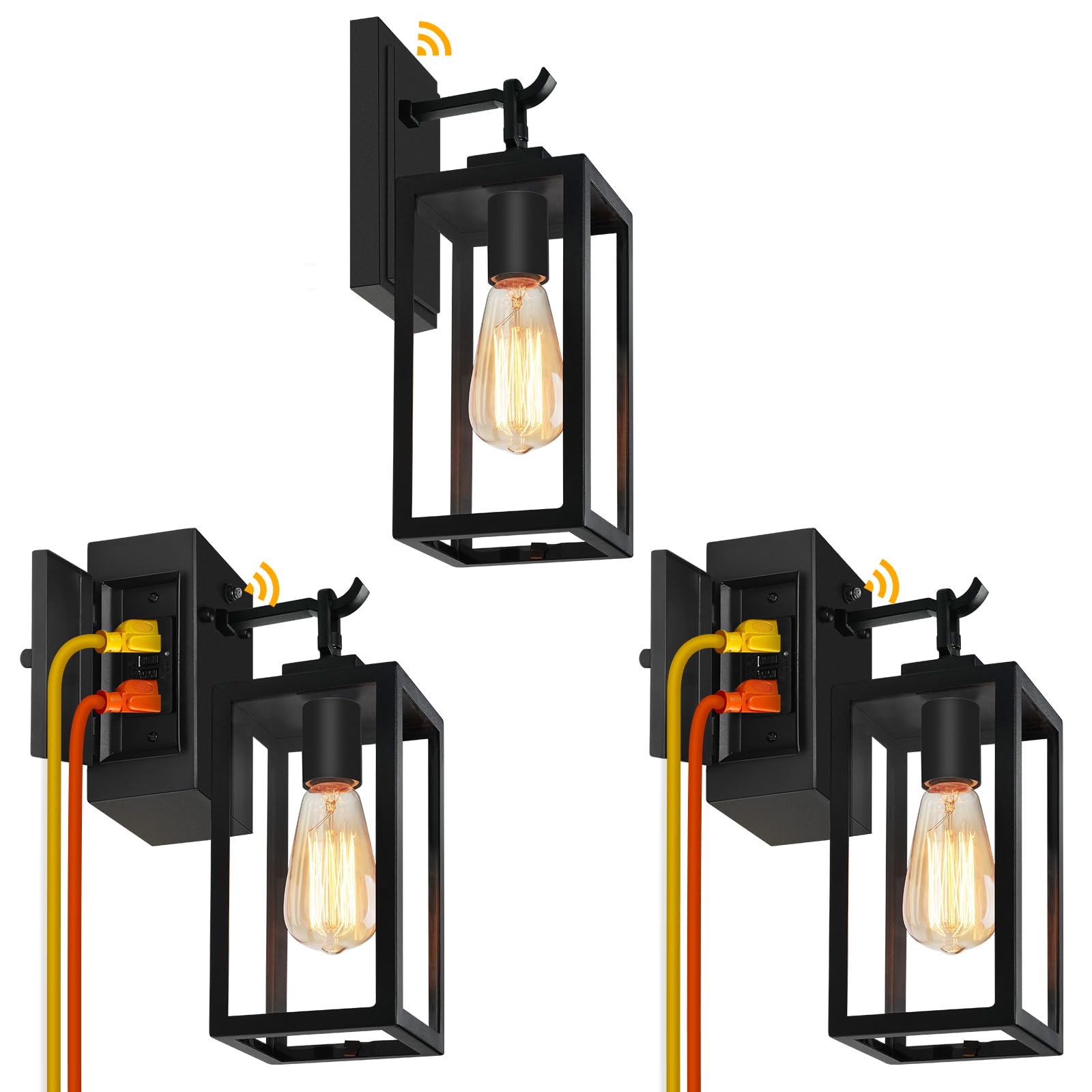 3 Pack Dusk to Dawn Outdoor Light Fixtures Wall Mounted Porch Light ...