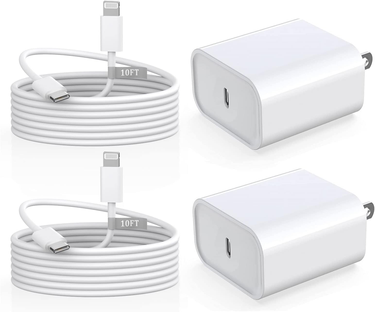 Amazon.com: Matsusho iPhone Charger Fast Charging 10 FT, 2 Pack 20W USB ...