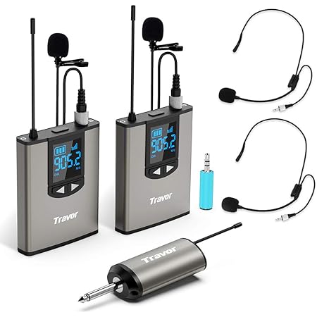 Amazon.com: Wireless Headset Lavalier Microphone System -Alvoxcon Dual ...