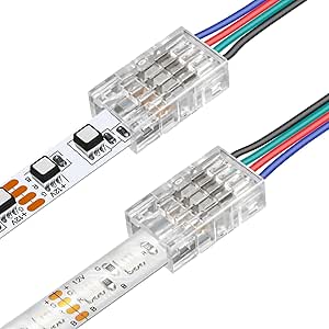RGBZONE 25Pcs 8mm 4 Pin LED Connectors Gapless Solderless LED Strip to ...
