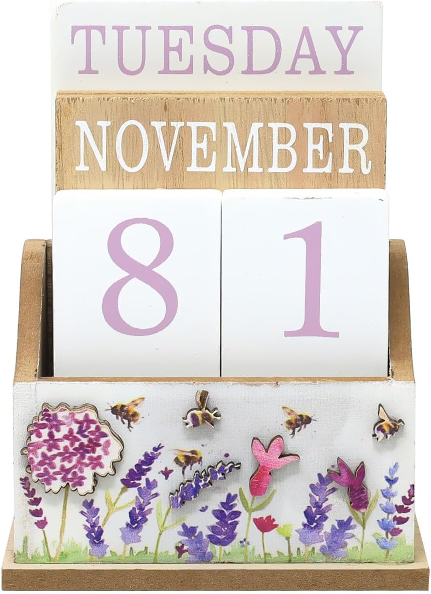 Heaven Sends Wooden Shabby Chic Decorative Calendar Block - Brown and ...