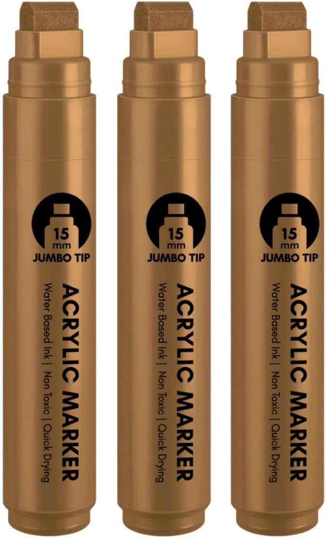 Amazon.com: BIGTHUMB 3 Pcs Gold Brown (Tan) Jumbo Permanent Markers ...