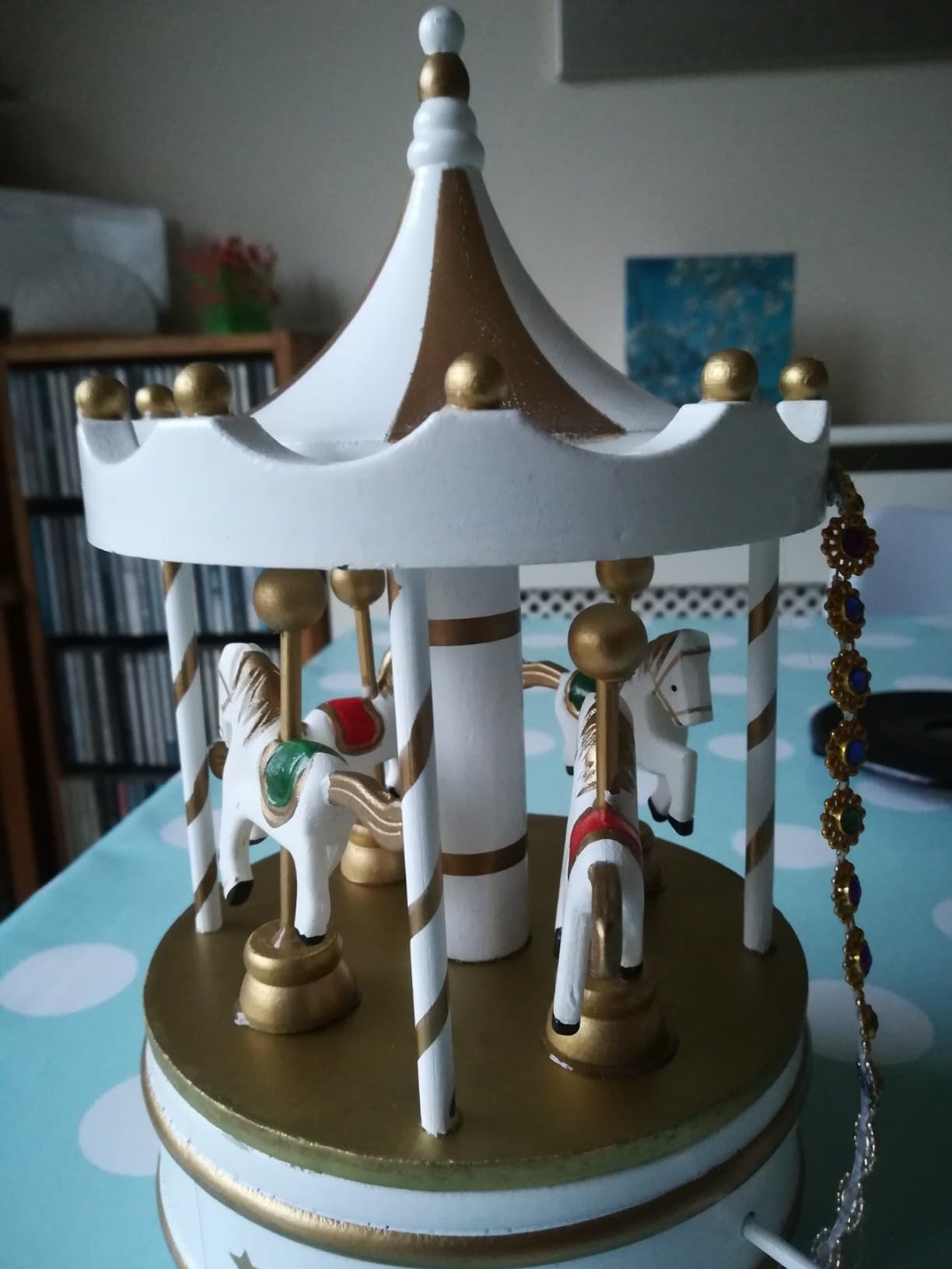 St Helens Home & Garden Wooden Carousel Music Box (White & Gold ...