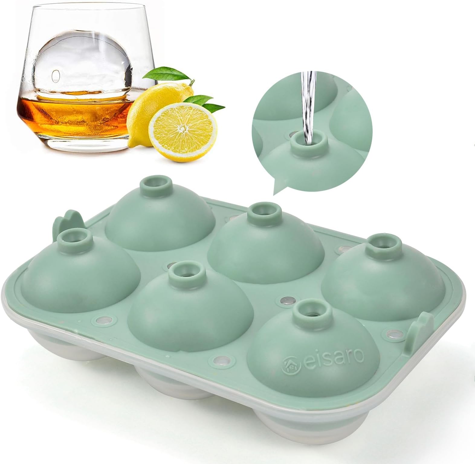 Silicone Ice Ball Maker Moulds XL, 6cm(2.3inch) Sphere Ice Cube Moulds ...