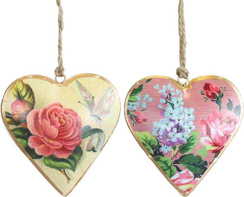 RJB Stone Coeur décoratif à suspendre Style vintage Motif fleurs ...