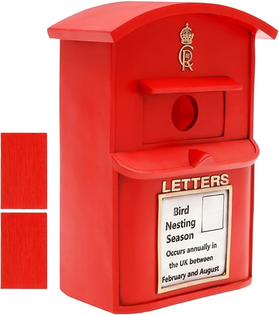 Red Post Box Bird House for Outside Weatherproof Nesting Box for Wild ...
