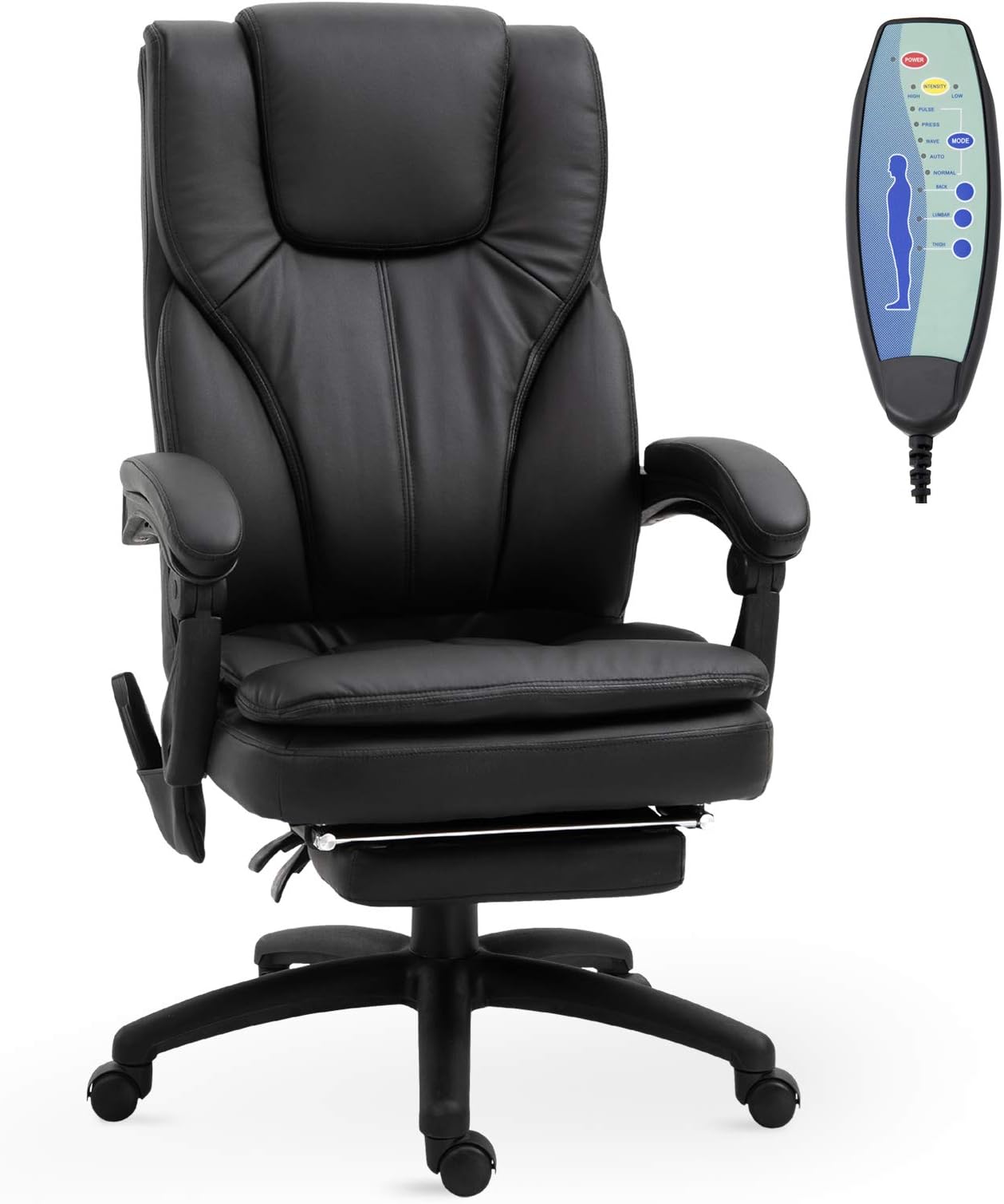 Vinsetto Office Chair High Back 6-Point Vibration Massage Reclining 360 ...