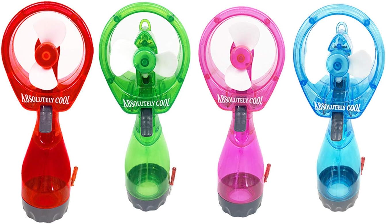 Amazon.com: Pack of 4 Water Spray Mist Bottle Fan Portable Handheld Fan ...