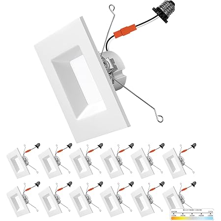 LUXRITE 4 Inch Square Recessed LED Can Lights, CCT Color Temperature ...
