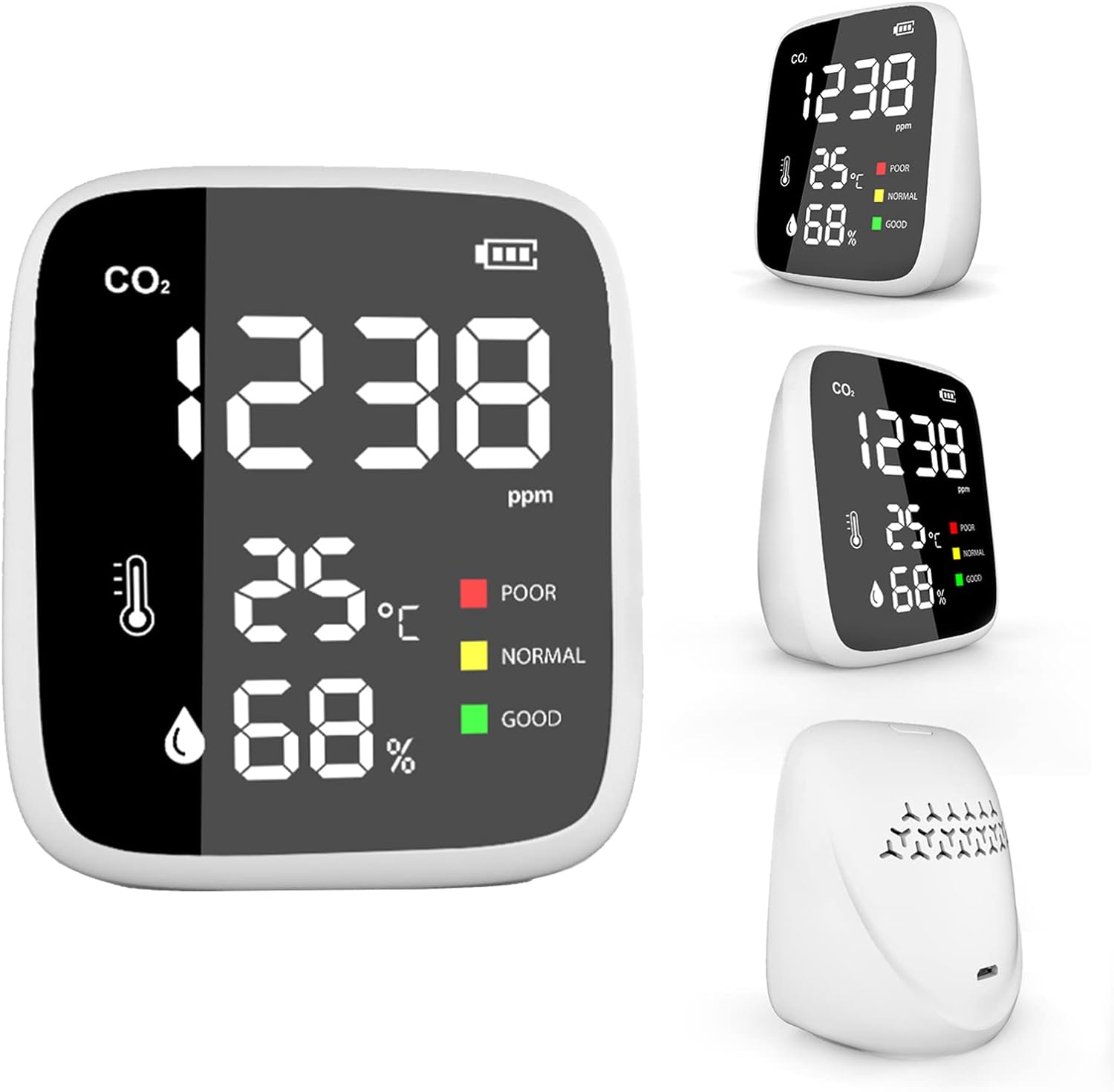 CO2 Monitor, Compact CO2 Detector Carbon Dioxide Monitor NDIR Sensor ...