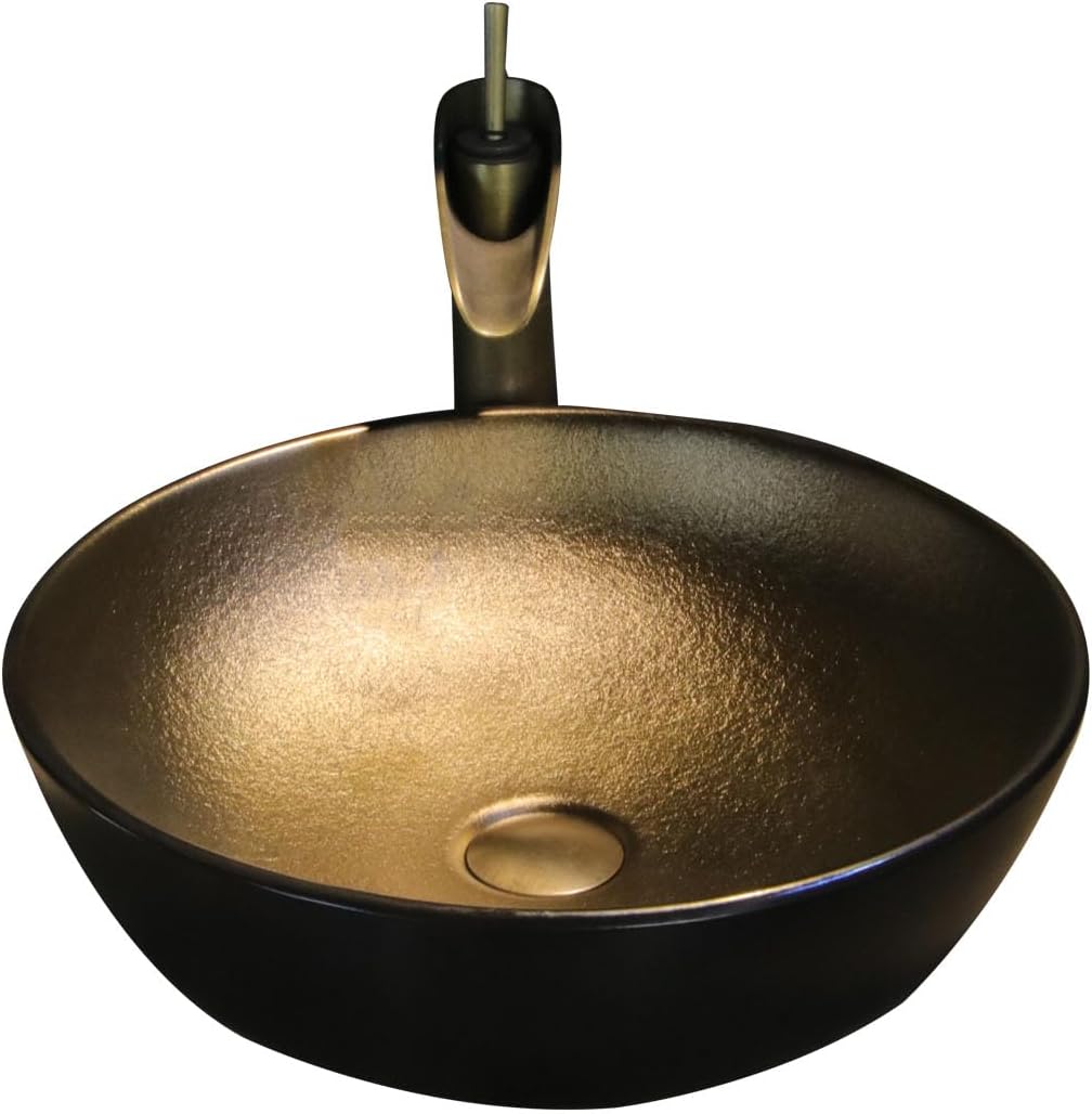 LIQIAONAN Ceramic Black Bathroom Round Vanity Vessel Sinks Above ...