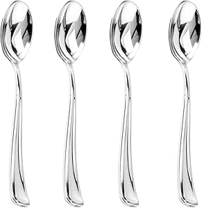 Amazon.com: Liacere 200PCS Silver Plastic Spoons - Heavy Duty ...