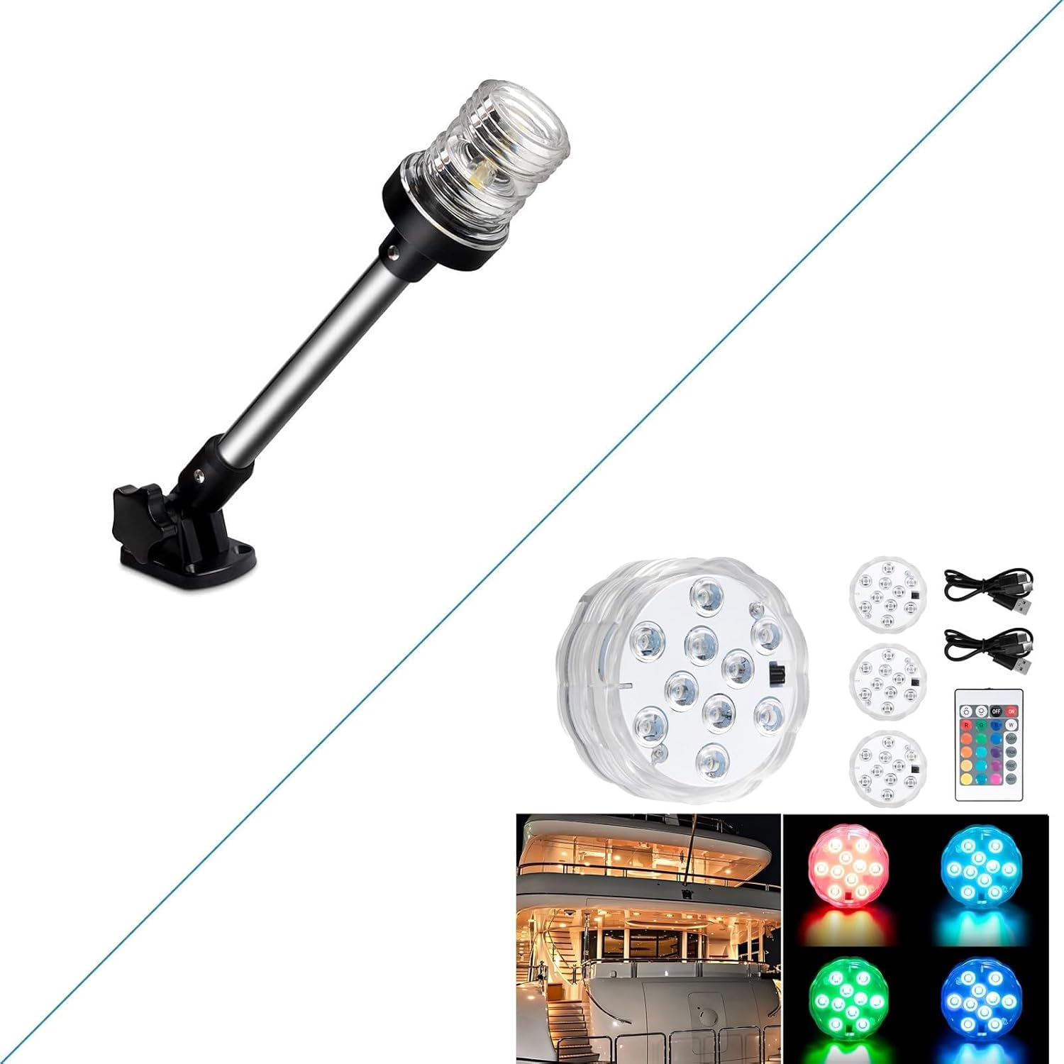 Amazon.com: Obcursco 12 Inches Led Anchor Navigation Lights and 4 Packs ...