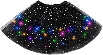 Amazon.com: Women LED Tutu Skirt Sequins Stars Light Up Tutu Skirts ...