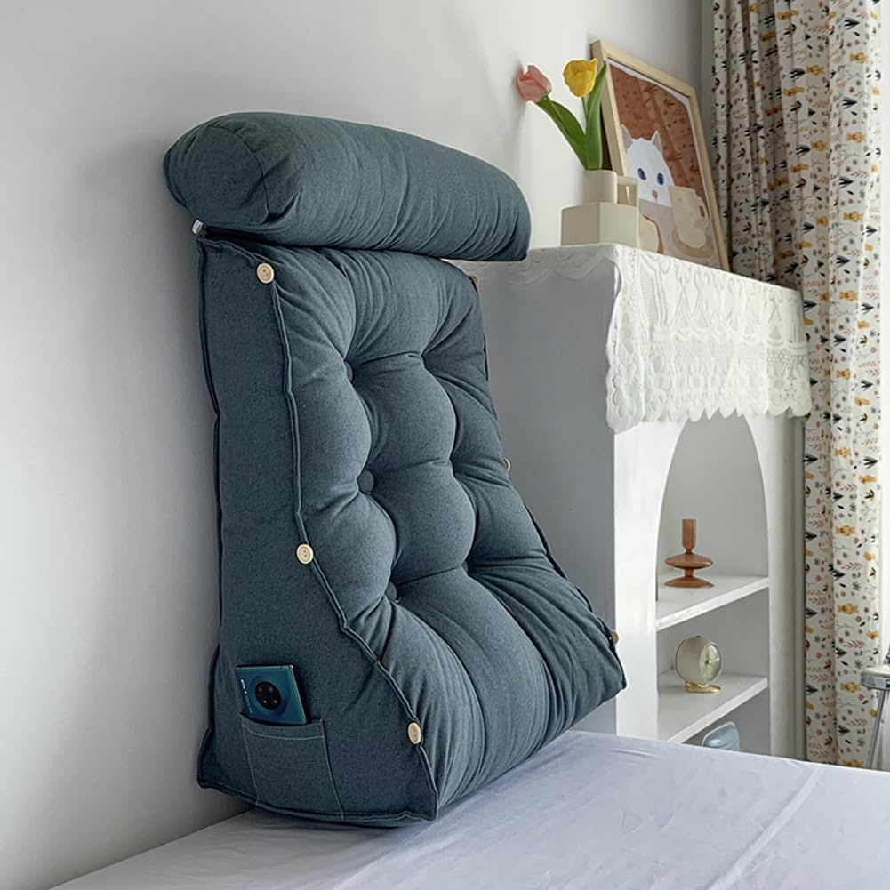 Amazon.com: YUURO Bed Rest Reading Pillow with Adjustable Neck Roll ...