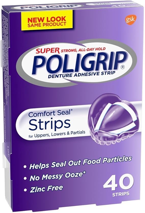 Super Poligrip Strips Size 40 Ct Poligrip Strong All Day Comfort Seal ...