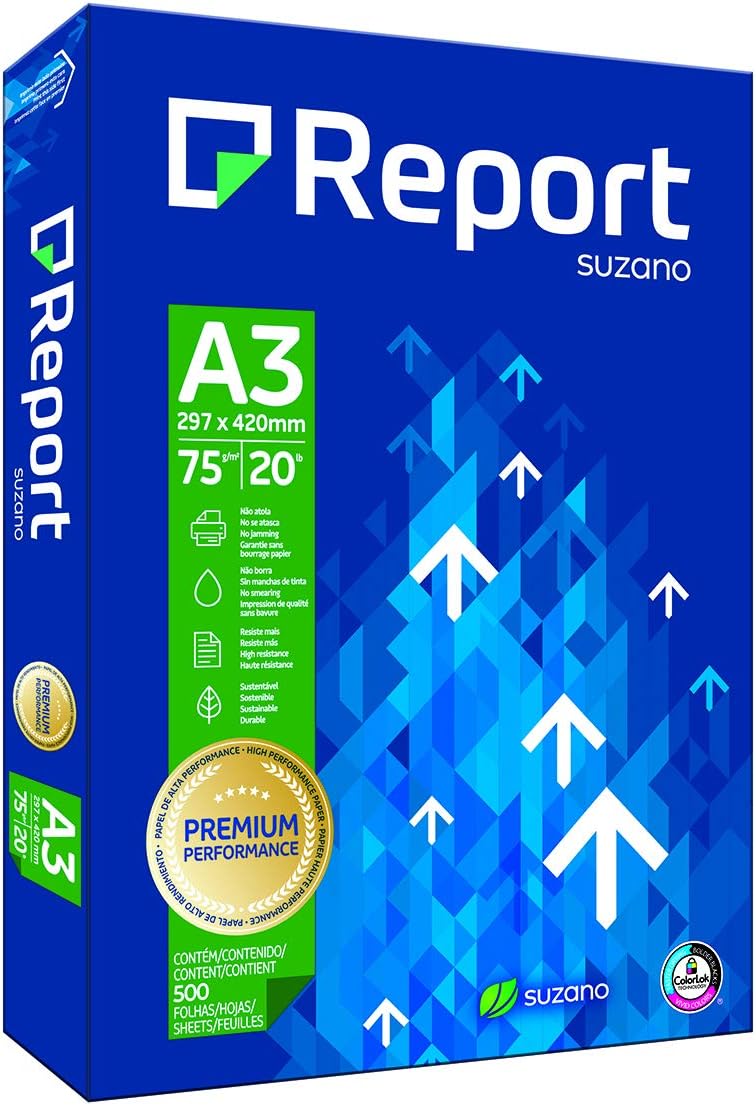 Papel Sulfite Report Premium A3 Branco - 297 x 420 mm 75g 500 folhas | Amazon.com.br