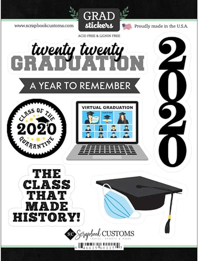 Amazon.com: Scrapbook Customs 61405 Graduation 2020 Quarantine COVID-19 ...