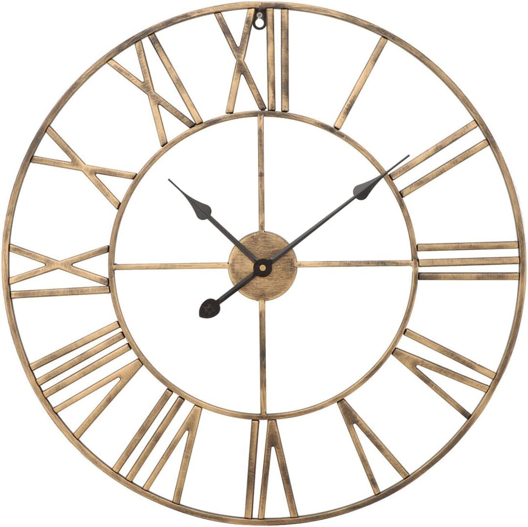 Shoze Vintage Wall Clock 40cm Roman Numerals Round Metal Wall Clock ...