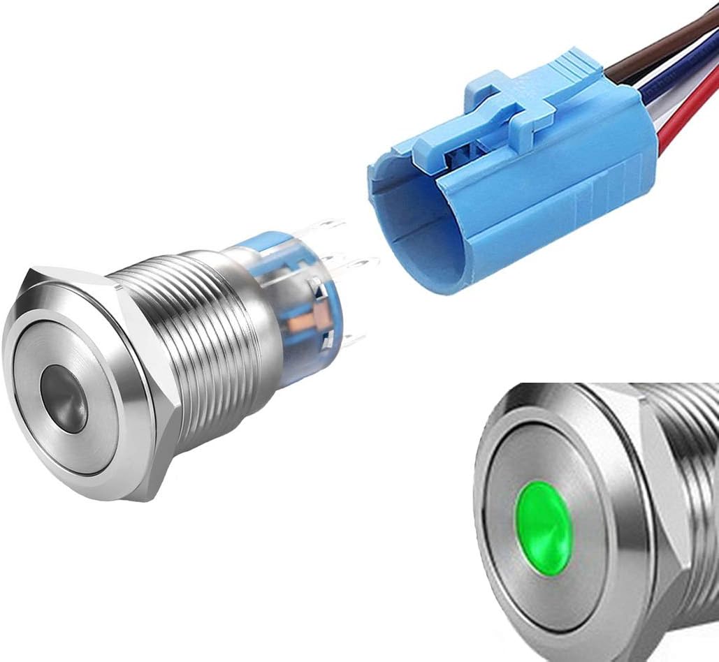 Amazon.com: WerFamily 19mm Latching Push Button Switch Flat Top Round ...