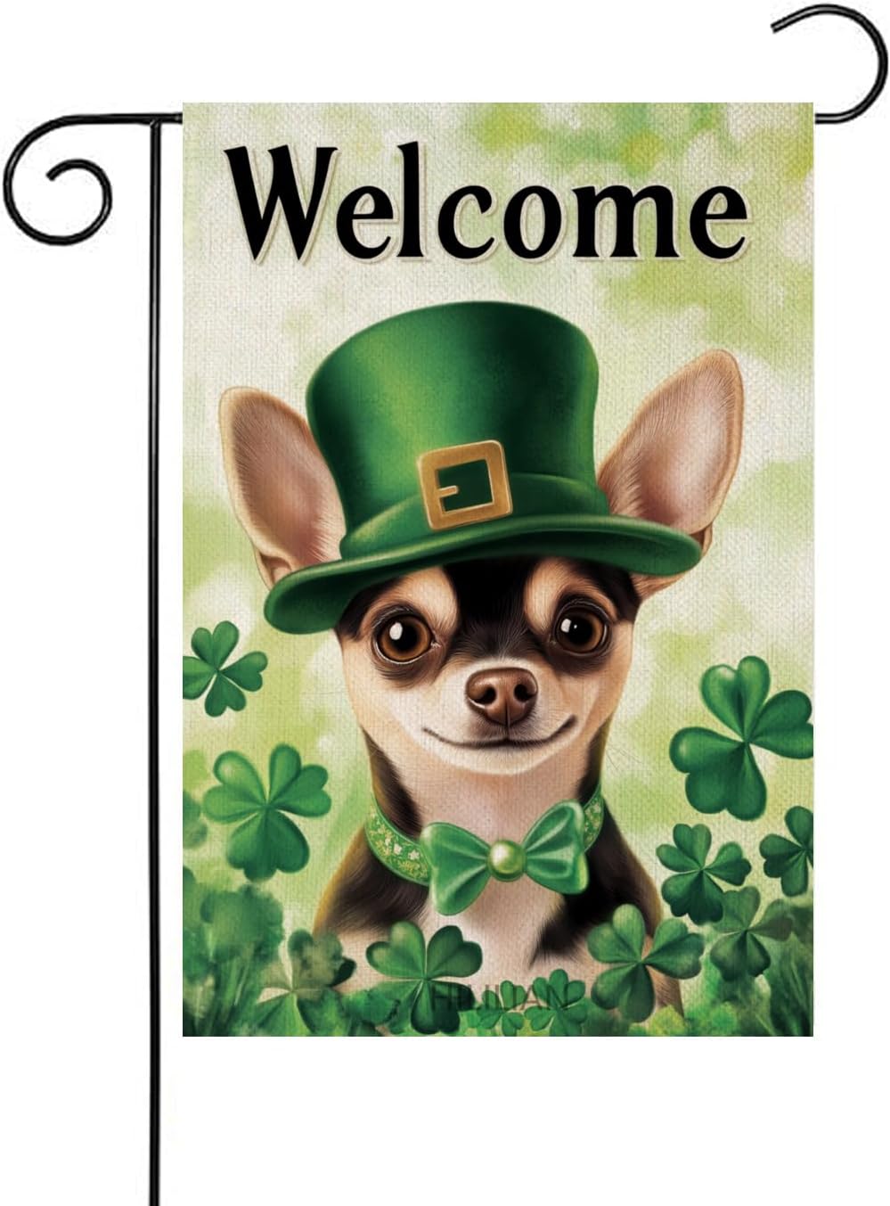 Amazon.com : HILILIAN St. Patrick's Day Chihuahua Garden Flag 12x18 ...