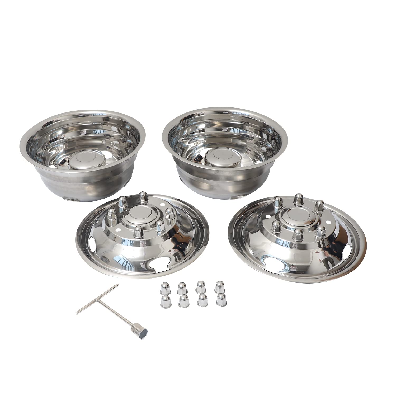 JIUXI 17 Inch 8 Lugs 4 Hand Holes Polished Stainless Steel Wheel ...