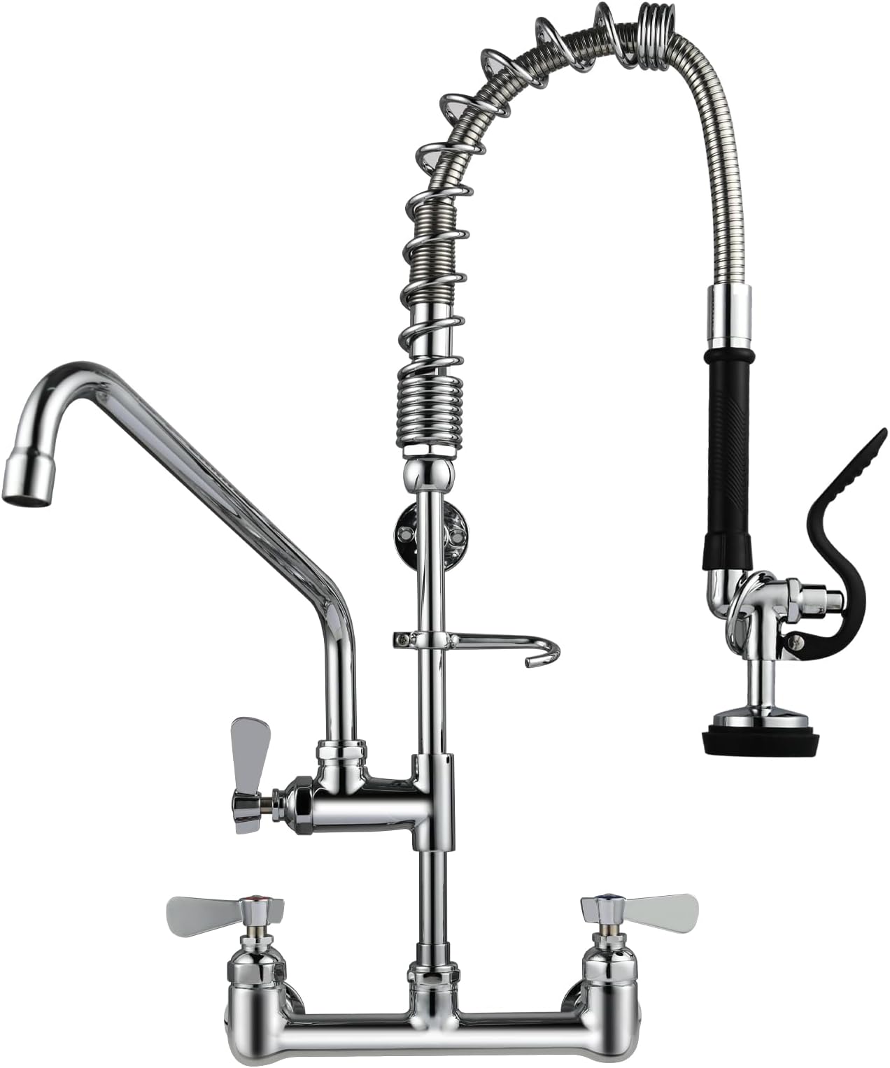 Commercial Faucet with Sprayer 8 Inch Center 42" Height Commercial Wall ...