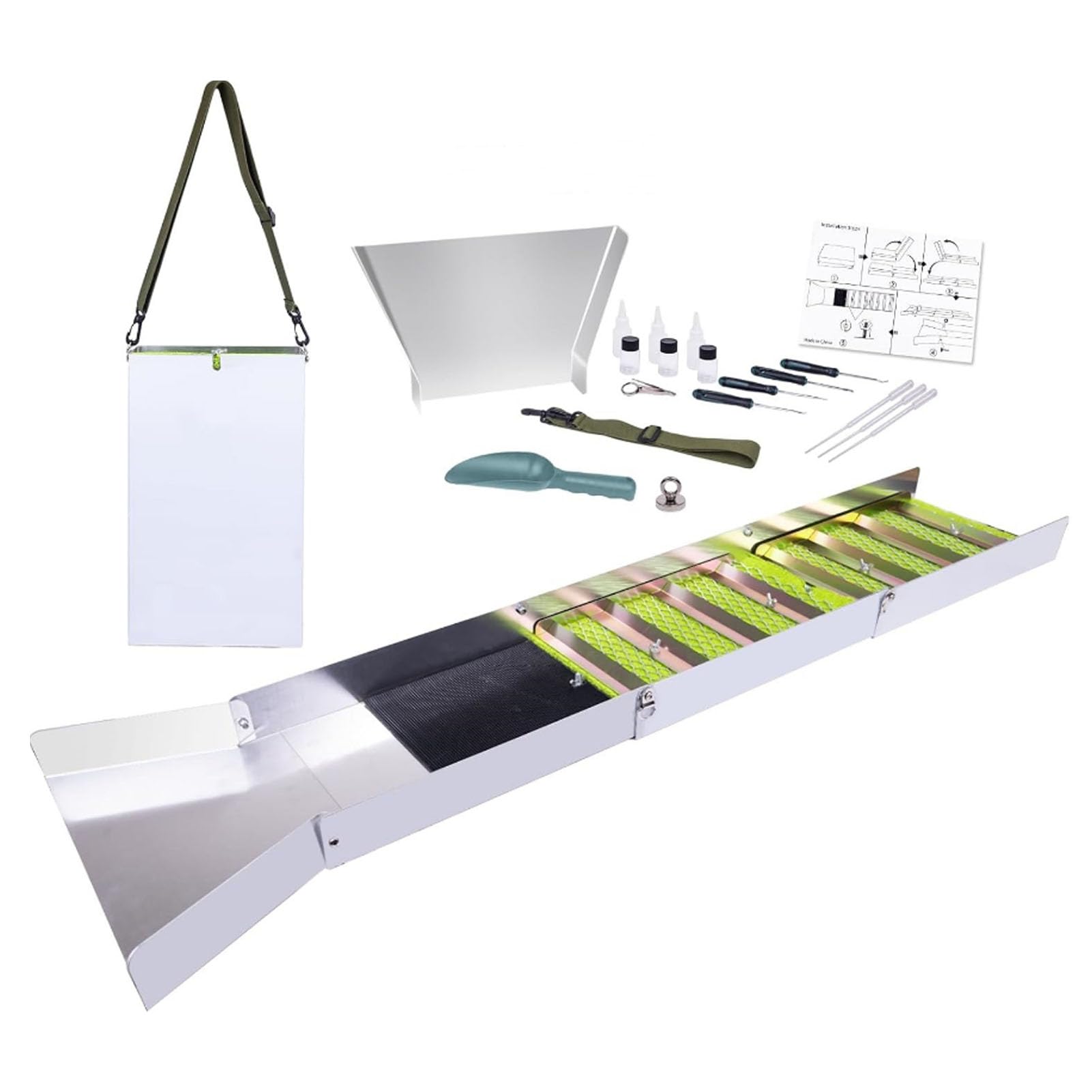 Gold Panning Kit Sluice Box 50" Portable Kit, Gold Panning ...