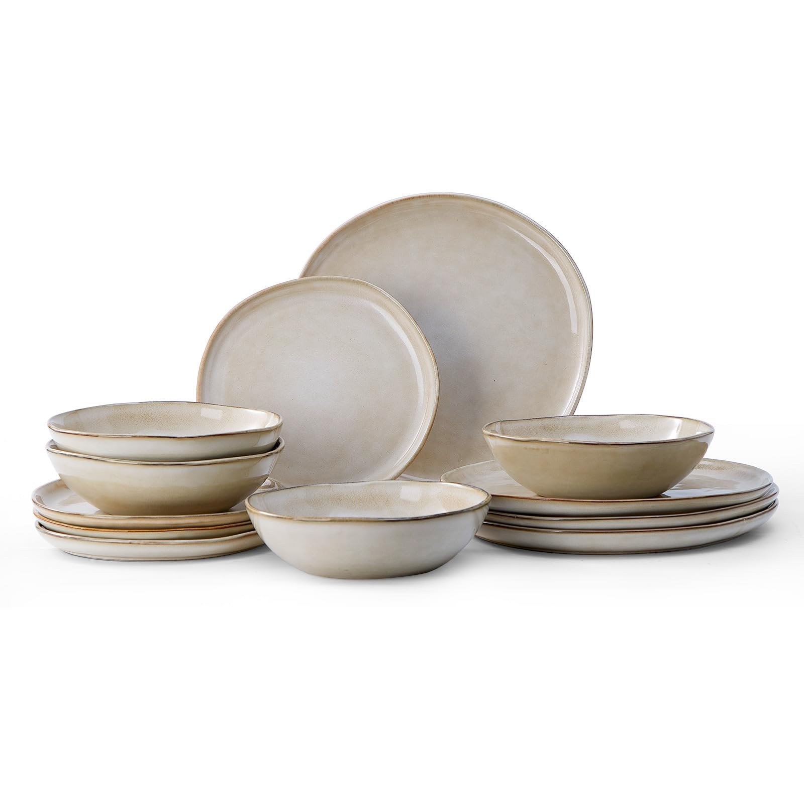 Amazon.com | Bestone 12 Piece Round Kitchen Dinnerware Sets，Plates and ...