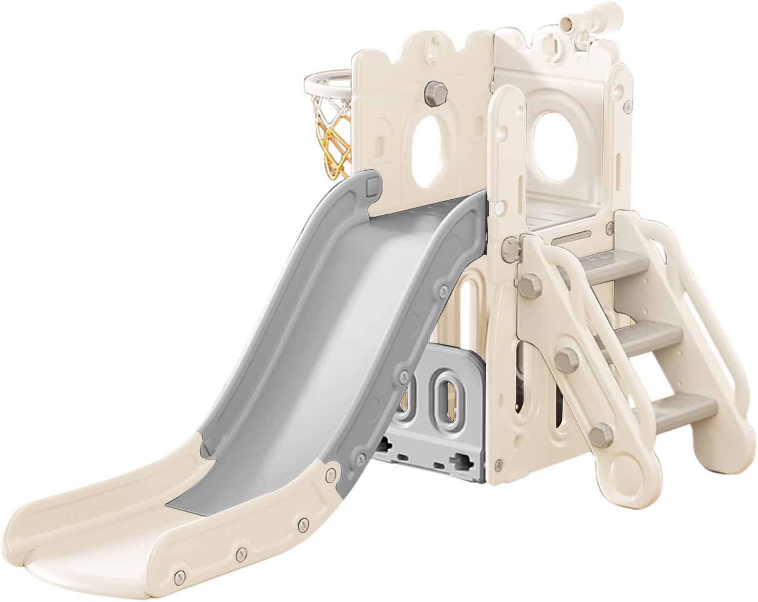 FUKEA 4-in-1 Kids Slide, Toddler Castle Slide Climbing Frame with ...