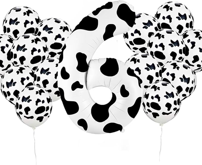 Amazon.com: Cow Print Balloon Birthday Party Decorations Number 6 ...