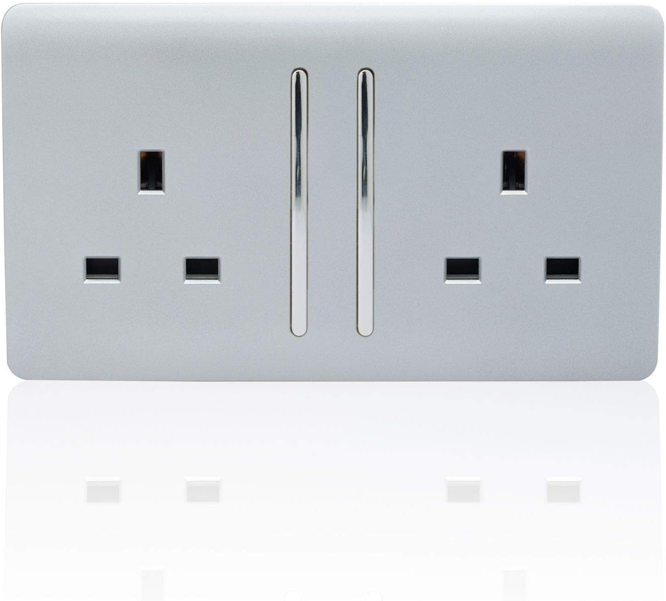 Trendi 2 Gang Artistic Modern Glossy 13 Amp Switched Tactile Plug ...